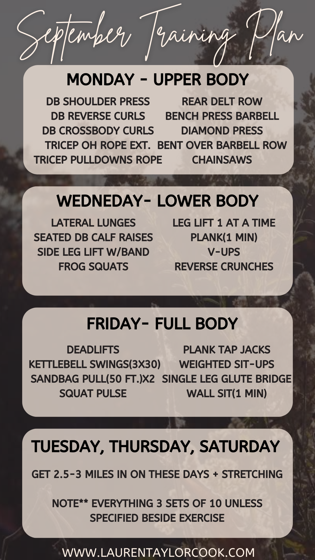 September Training Plan – Real With Lauren | Lauren Taylor Cook